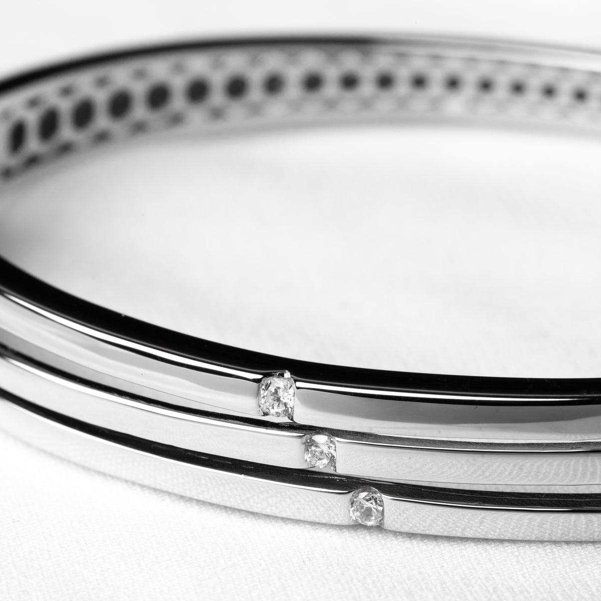 Sterling Silver Three Row Cubic Zirconia Hinged Bangle – URBAN ARMOUR ...